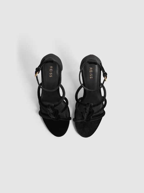 Reiss Hazel Velour Strappy Open-Toe Heels | REISS USA