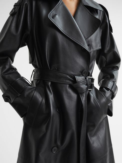 Reiss Maya Leather Trench Coat | REISS USA