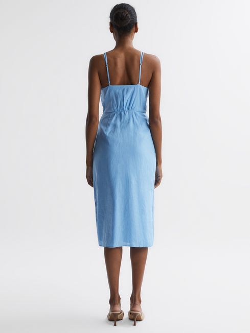 Reiss Esme Linen Side Tie Midi Dress | REISS USA
