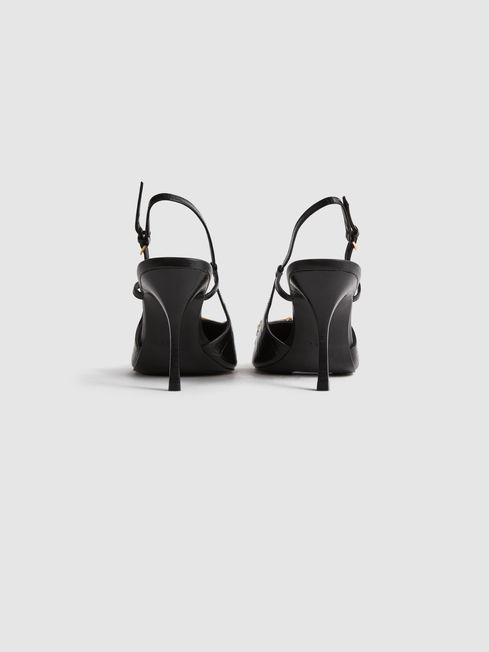 Reiss Dulcie Leather Slingback Heels | REISS USA