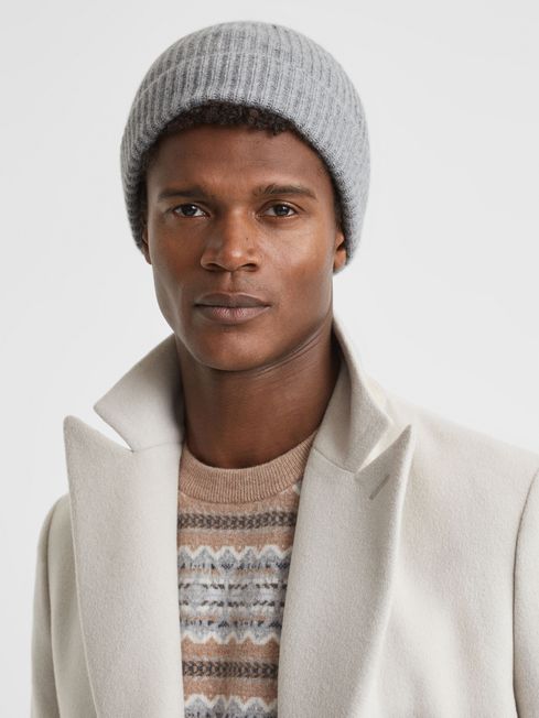 Reiss Guernsey Cashmere Ribbed Beanie Hat | REISS USA