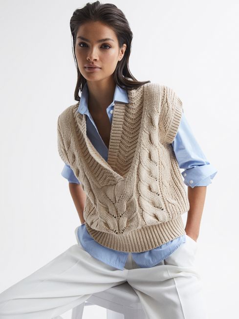 Reiss Clodah Sleeveless Cable Knit Cami | REISS USA