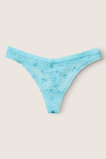 Buy Victoria's Secret PINK Lace Thong Logo Knickers from the Victoria's ...