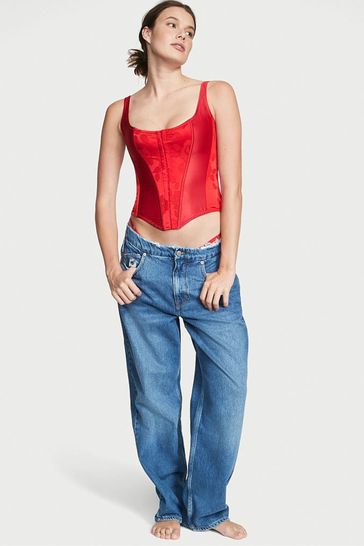 Buy Victoria's Secret Archive Satin & Burnout Corset & Knicker Set from ...