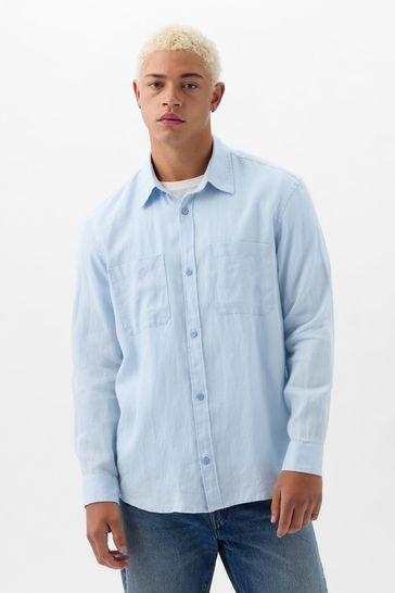 Buy Gap Linen Blend Long Sleeve Shirt from the Gap online shop