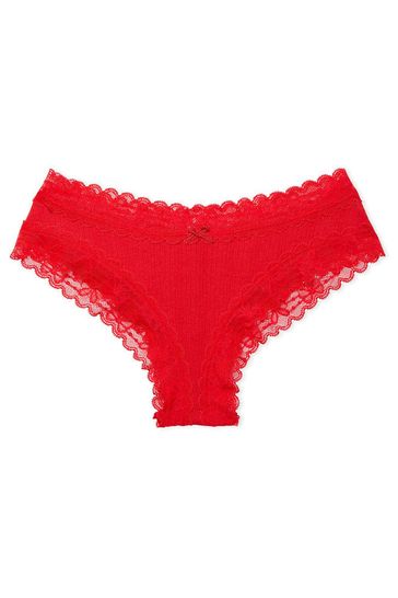 Victorias Secret Lace Waist Cotton Pointelle Cheeky Panty Victorias