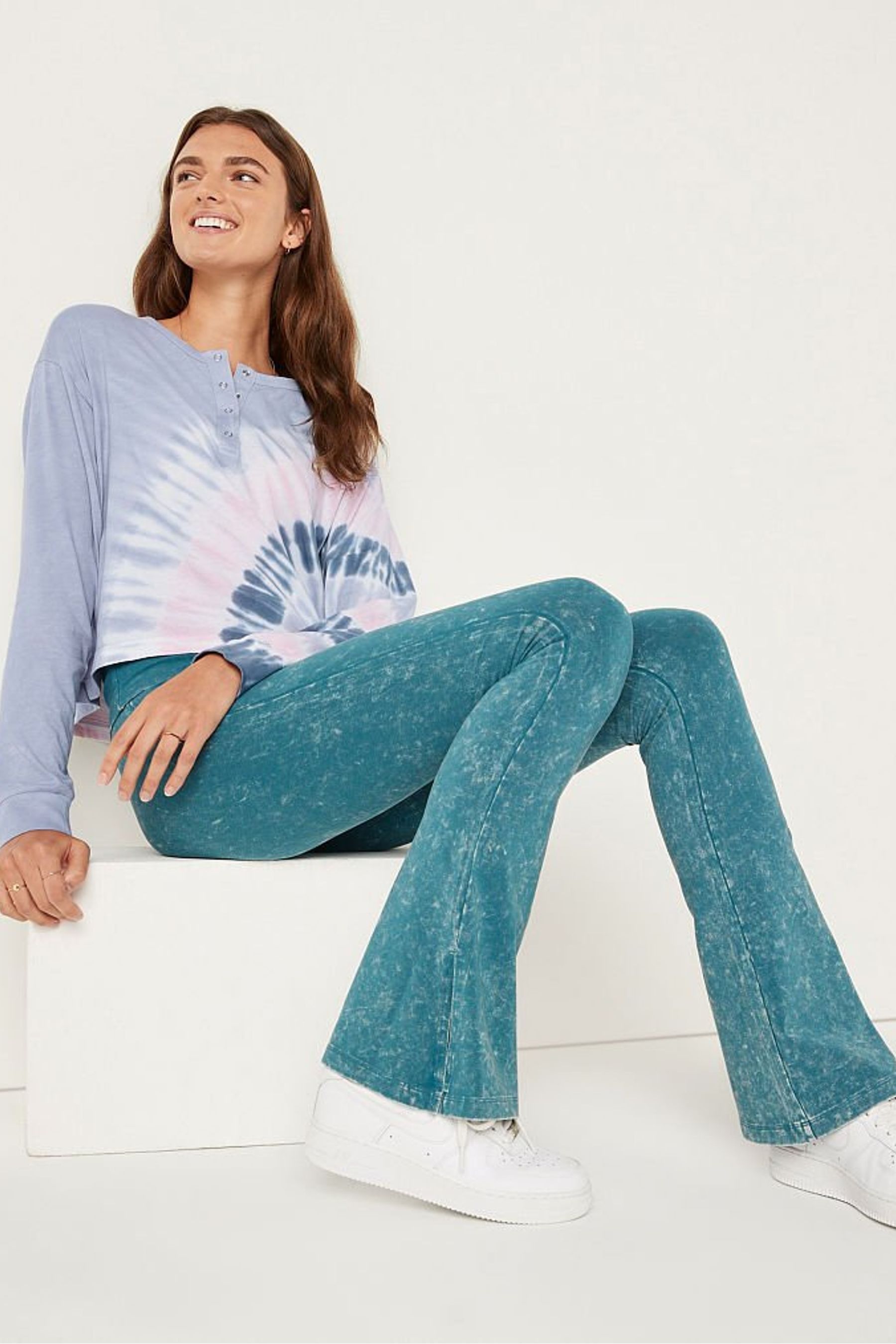 Buy Victoria's Secret PINK Cotton Fold Over Yoga Leggings from the ...