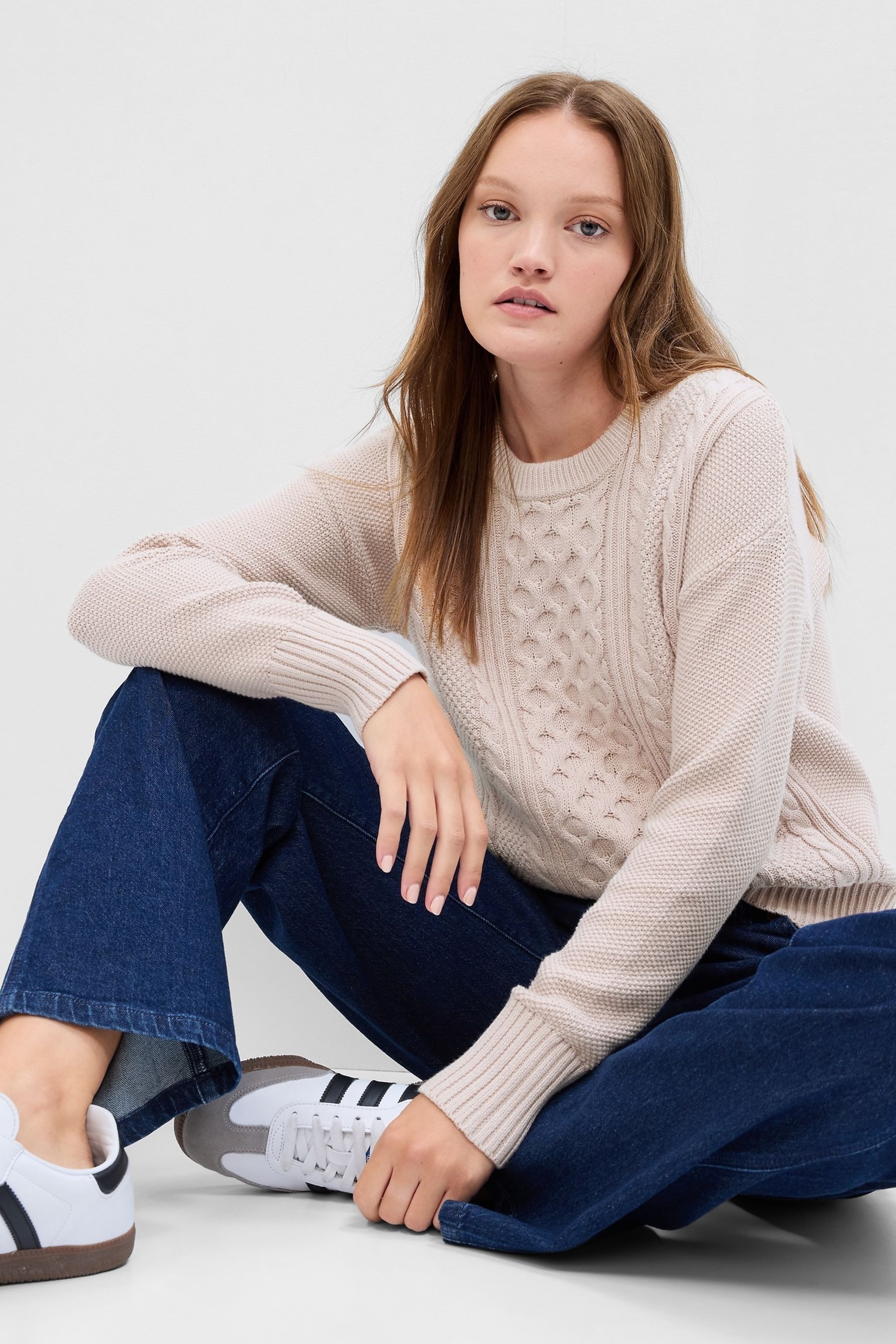 Buy Gap Cable Knit Crew Neck Jumper from the Gap online shop