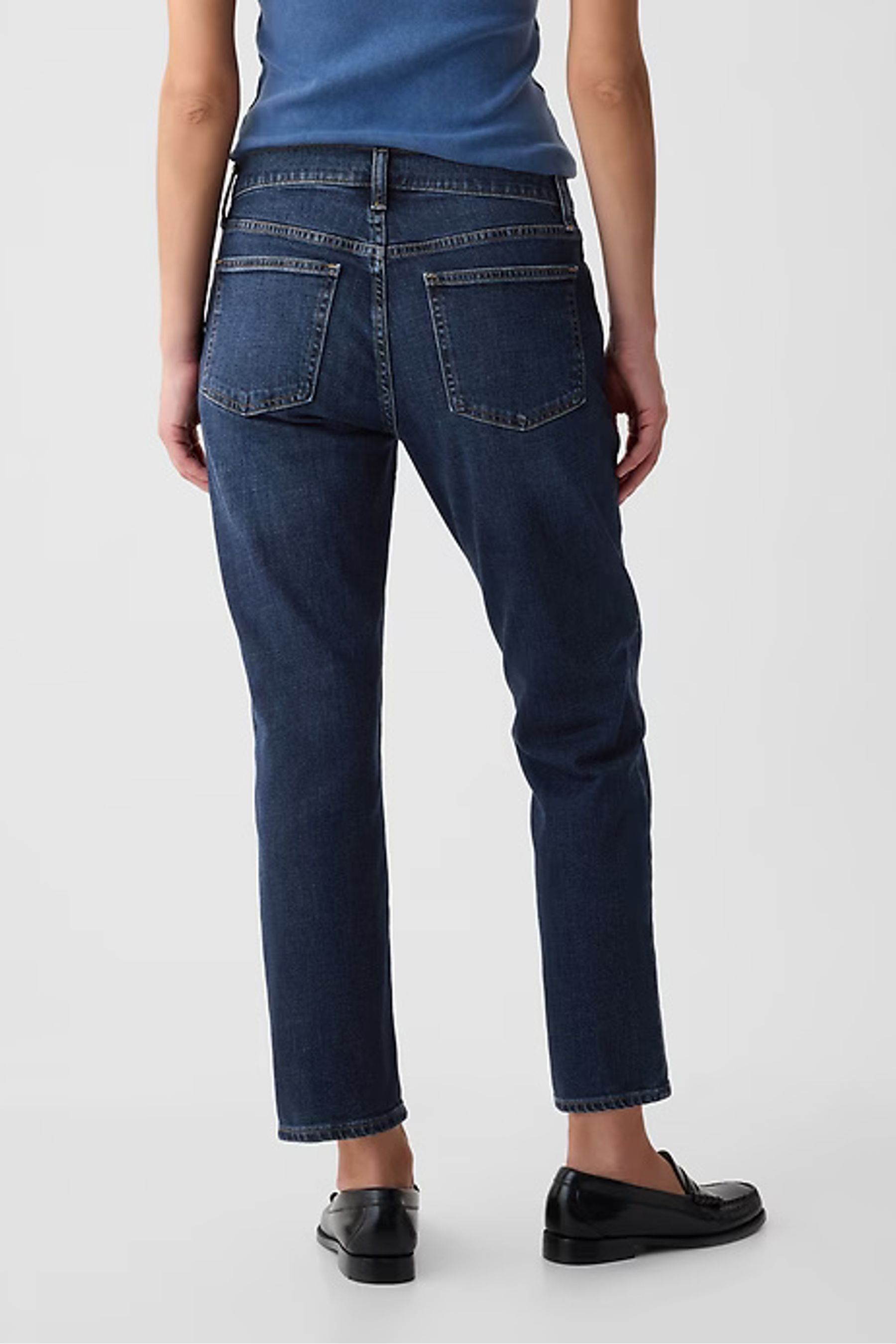 Buy Dark Wash Blue Mid Rise Ankle Length Girlfriend Jeans from the Gap ...