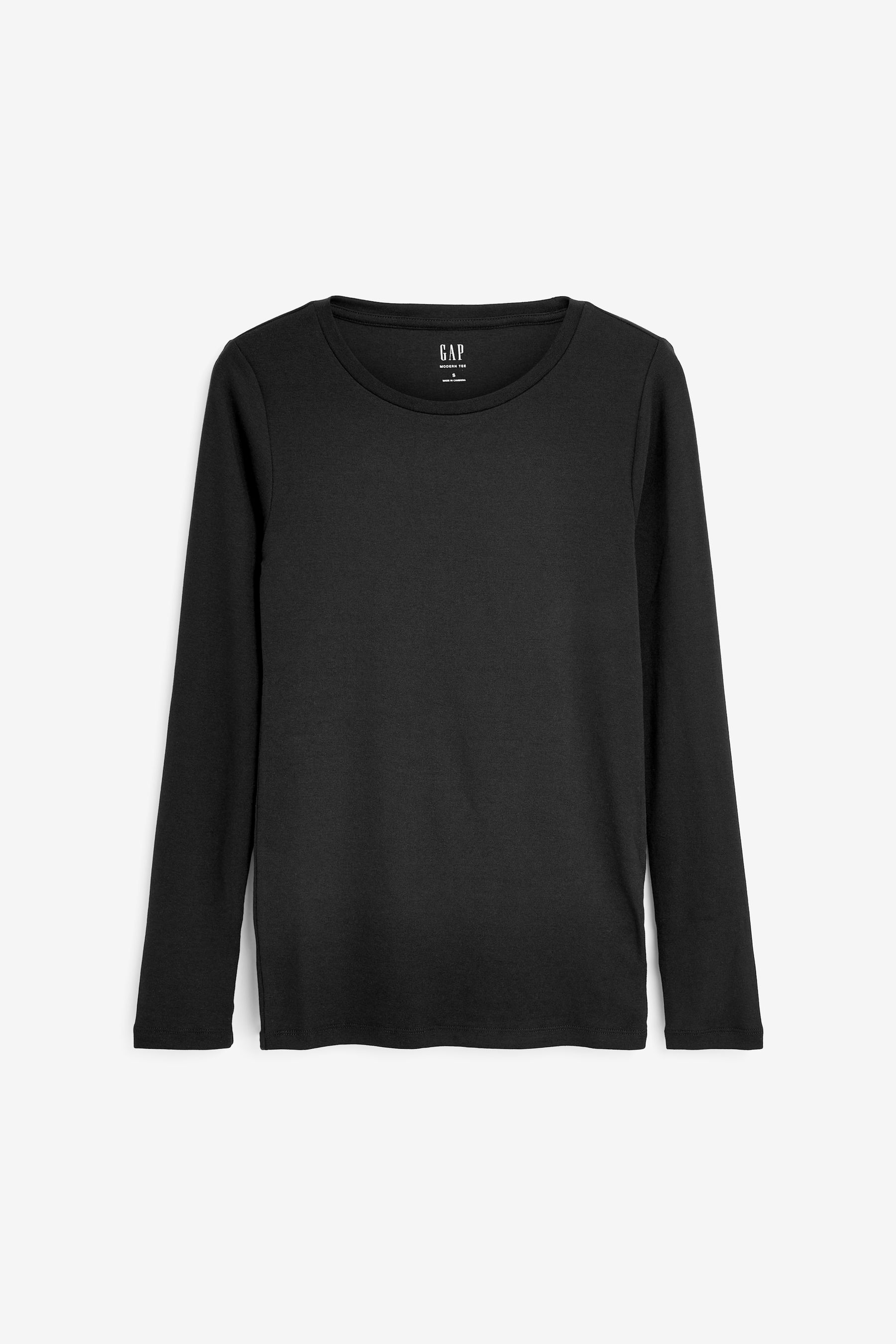 Buy Black Modern Long Sleeve Crew Neck T-shirt from the Gap online shop