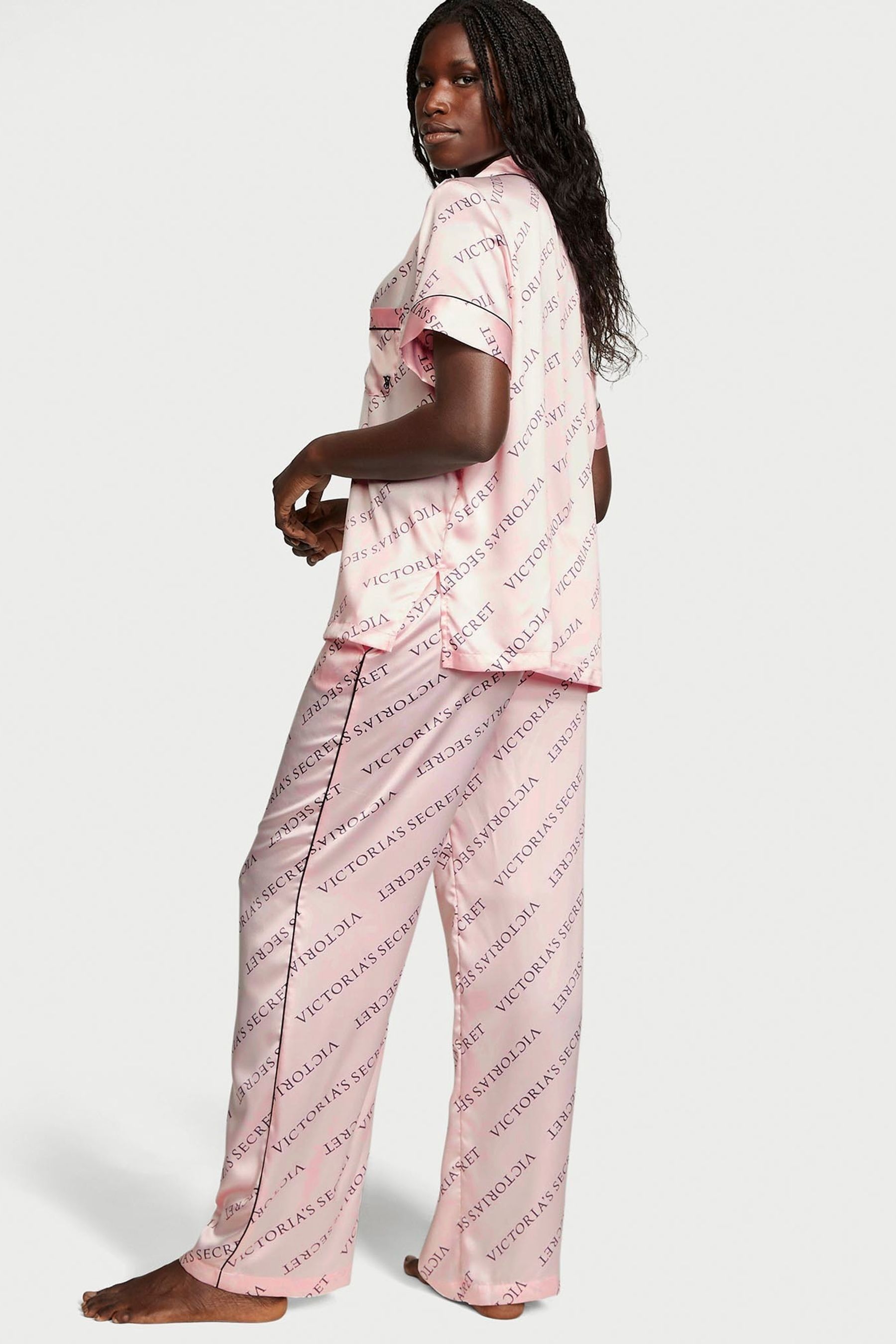Buy Victoria's Secret Short Sleeve Satin Long Pyjamas from the Victoria ...