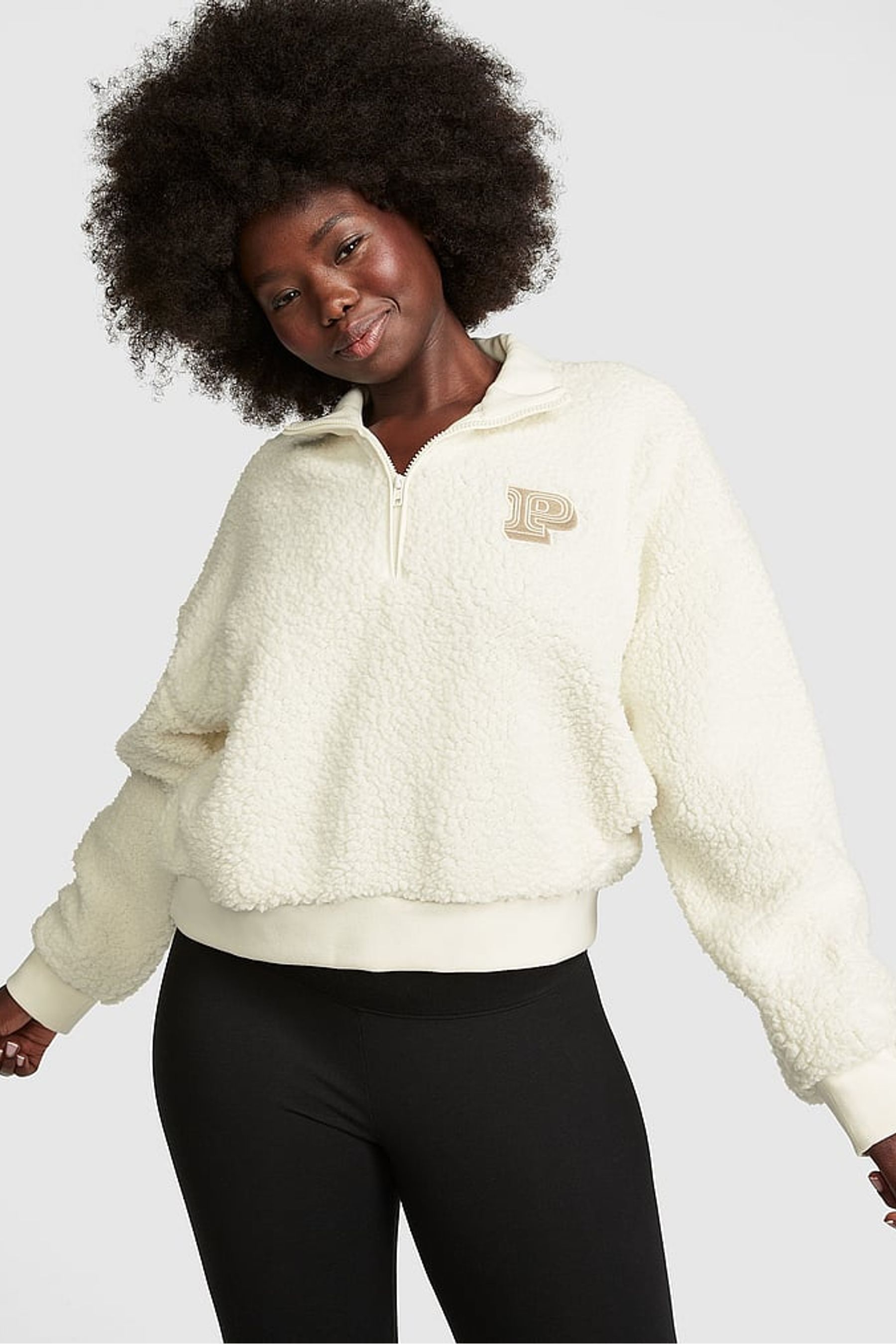 Buy Victoria's Secret PINK Sherpa Half Zip Sweatshirt from the Victoria ...