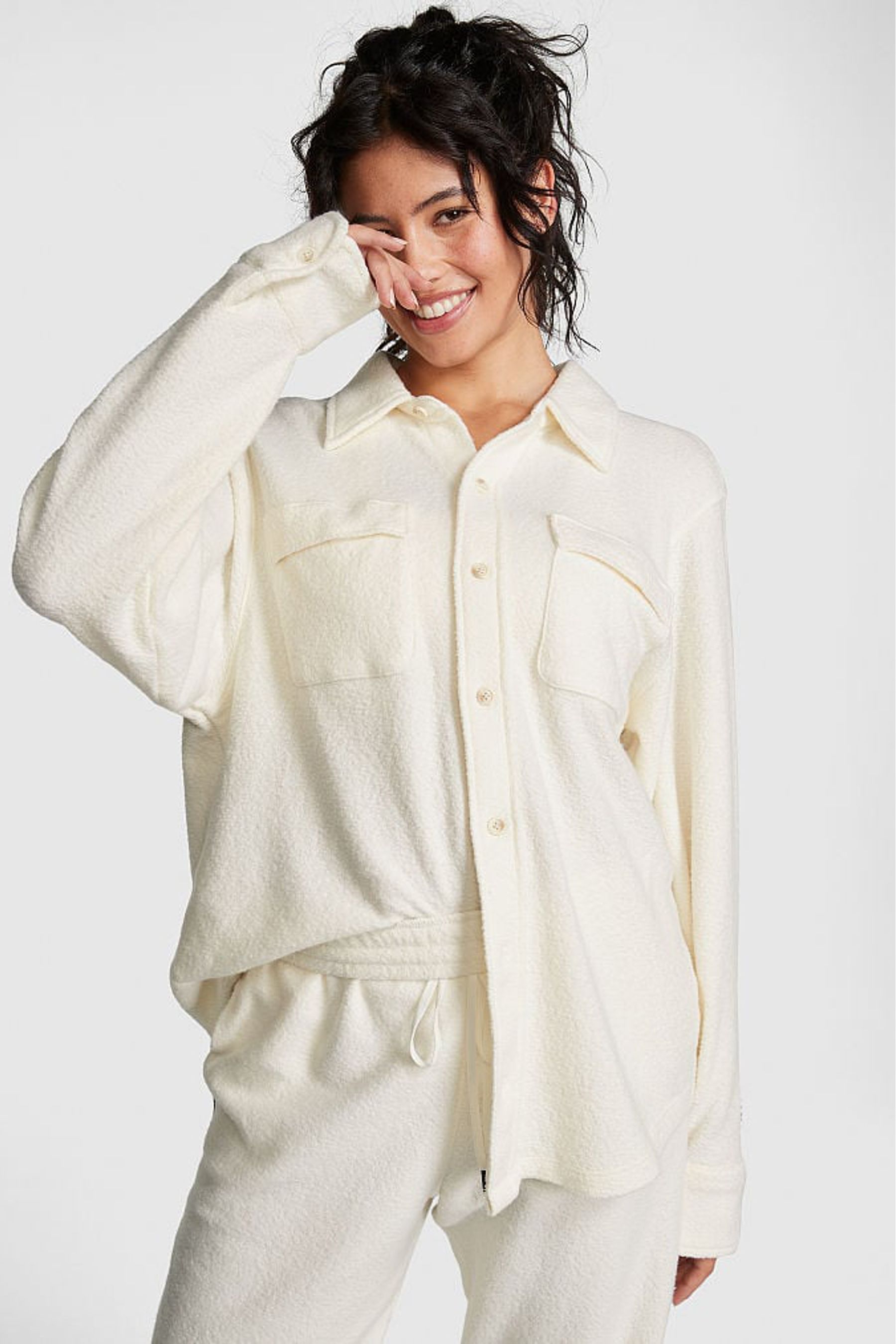 Victoria's Secret PINK Reverse Fleece Shacket | Victoria's Secret Ireland