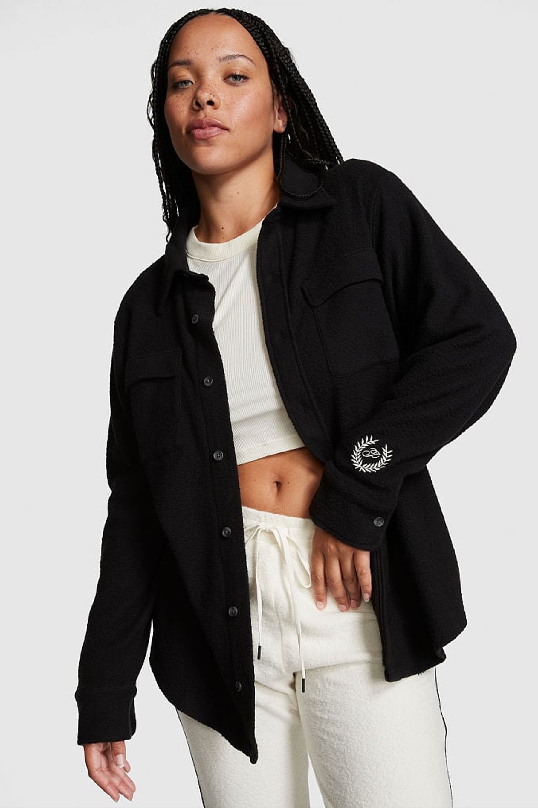 Buy Victoria's Secret PINK Reverse Fleece Shacket from the Victoria's ...