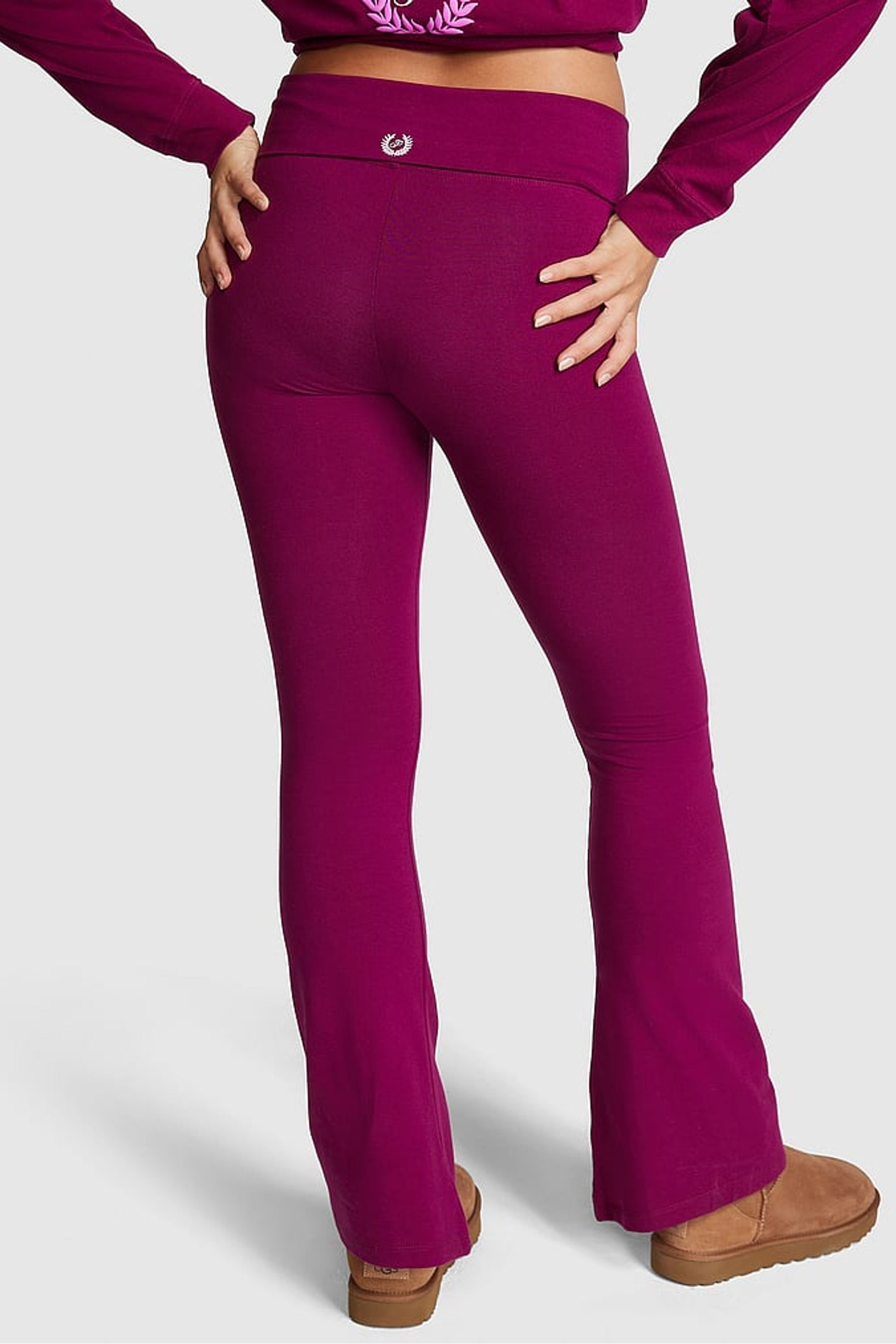 Victoria's Secret PINK Cotton Foldover Flare Legging | Victoria's ...
