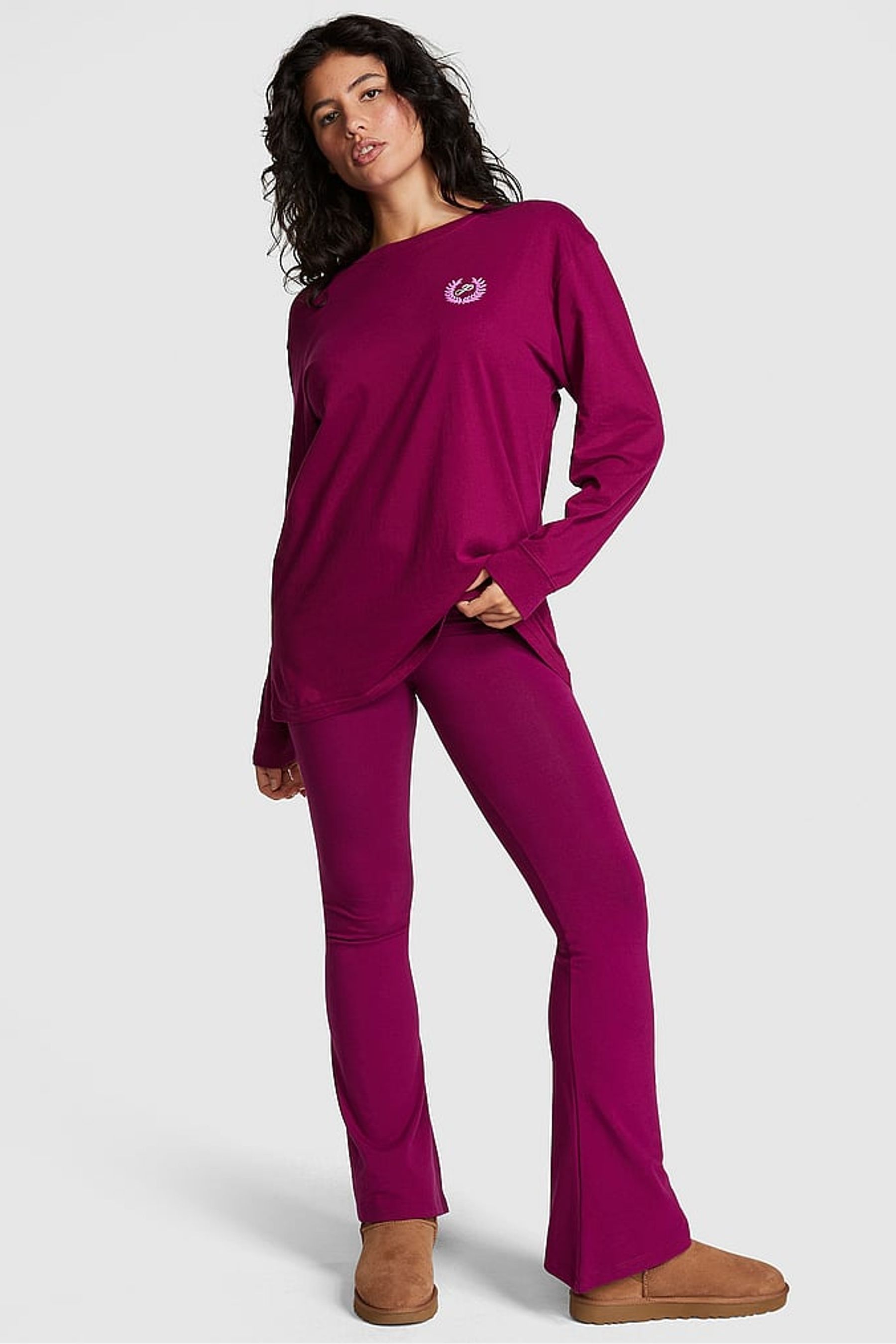 Buy Victoria's Secret PINK Cotton Foldover Flare Legging from the ...