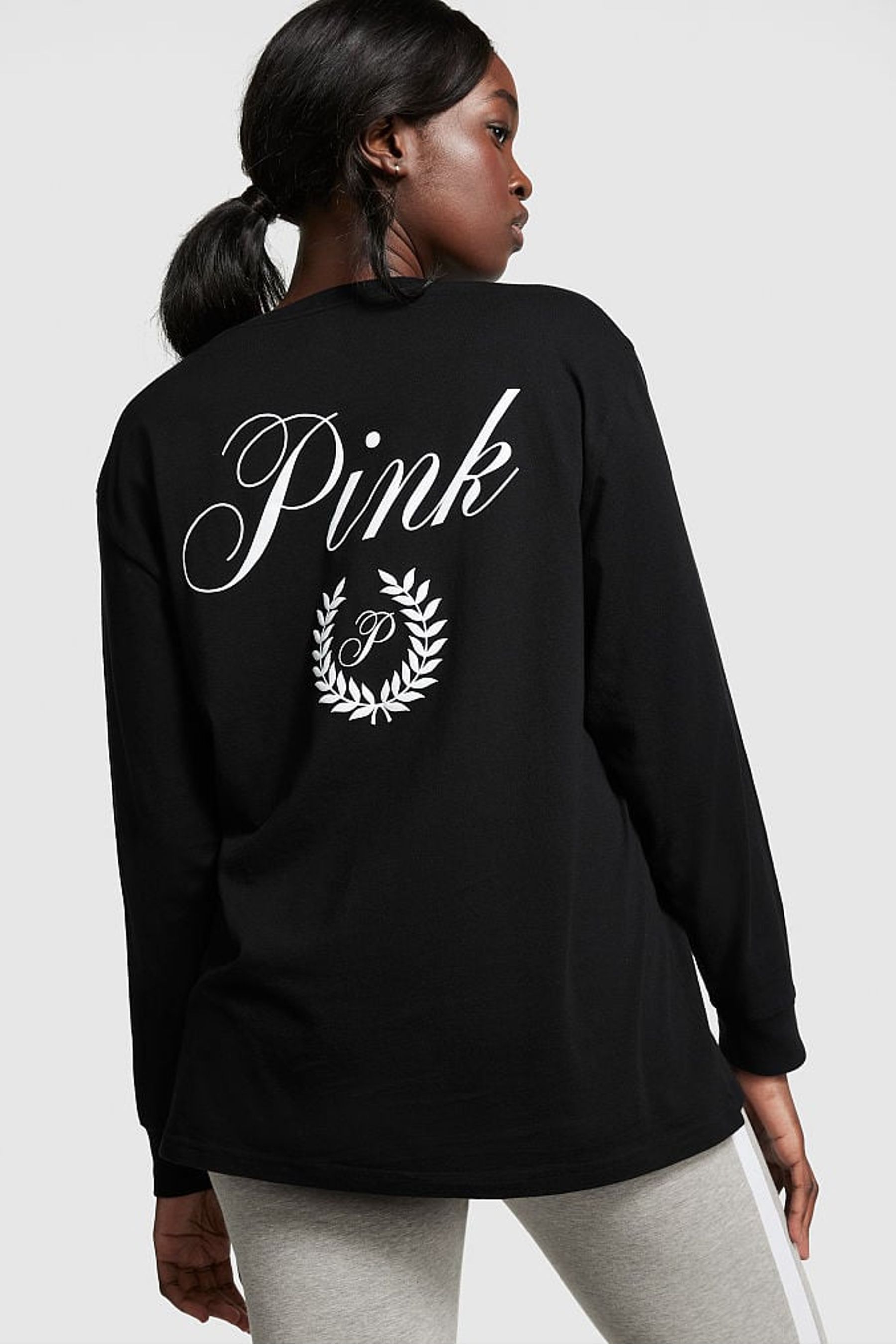 Buy Victoria's Secret PINK Long Sleeve Oversized Campus T-Shirt from ...