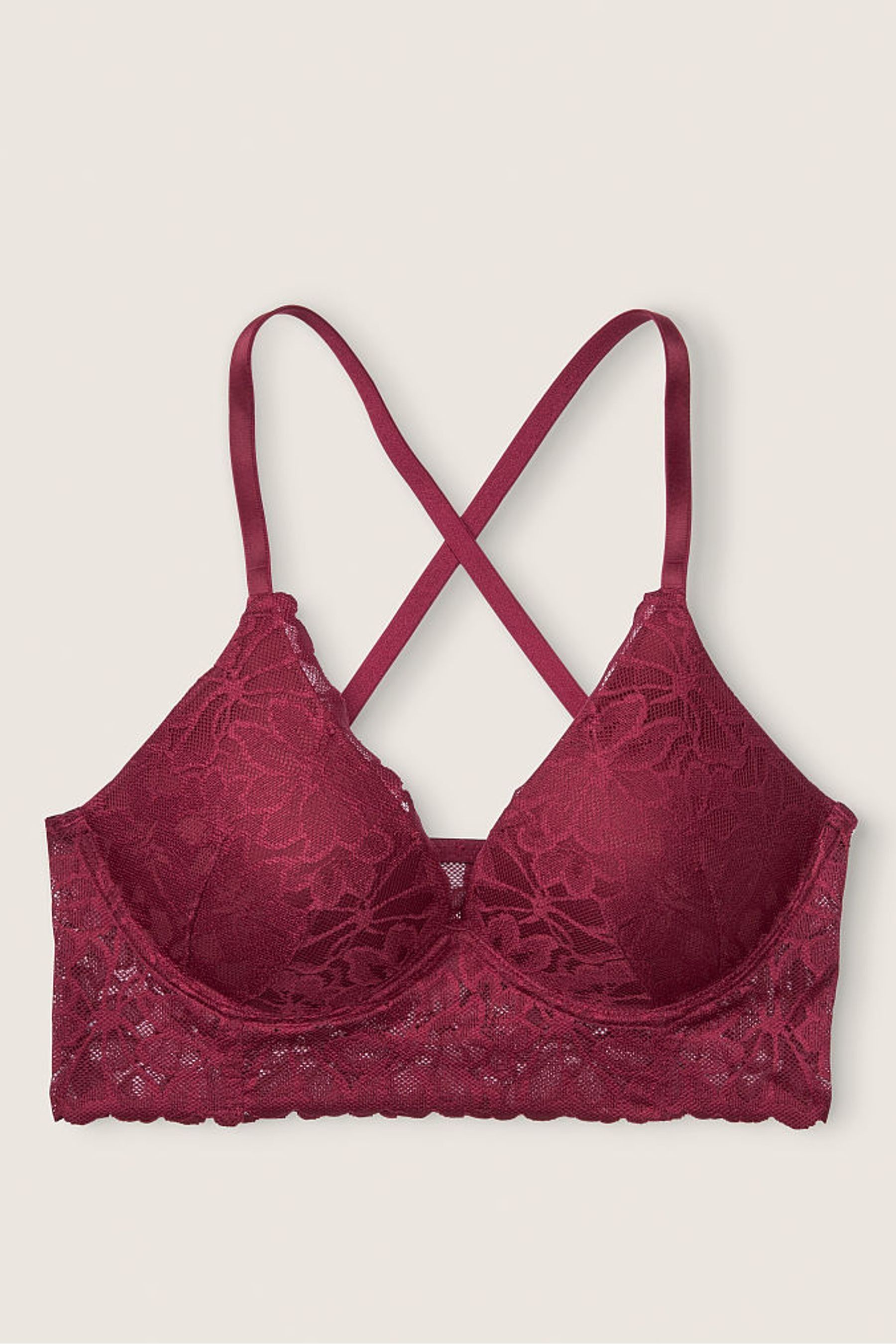 Victorias Secret Pink Lace Wireless Push Up Bralette Victorias