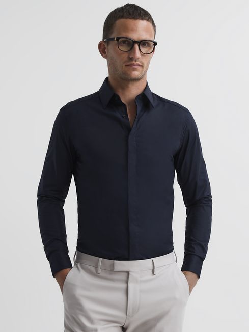 Reiss Kiana Cotton Stretch Poplin Slim Fit Shirt - REISS