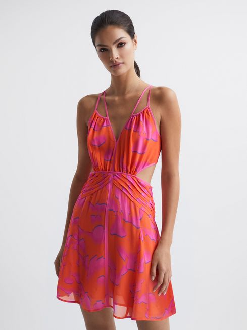 Reiss Abilene Plunge Neckline Resort Mini Dress - REISS