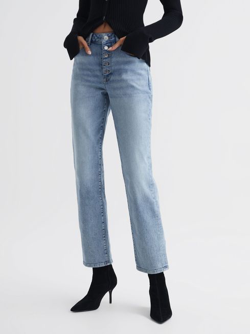 Reiss Maisie Cropped Mid Rise Straight Leg Jeans - REISS