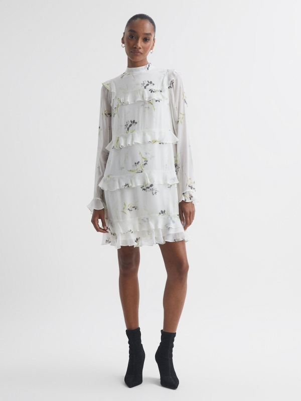Florere Floral Tiered Mini Dress - REISS