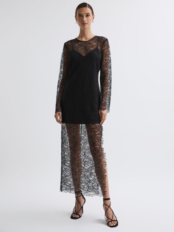 Anna Quan Lace Maxi Dress in Black - REISS