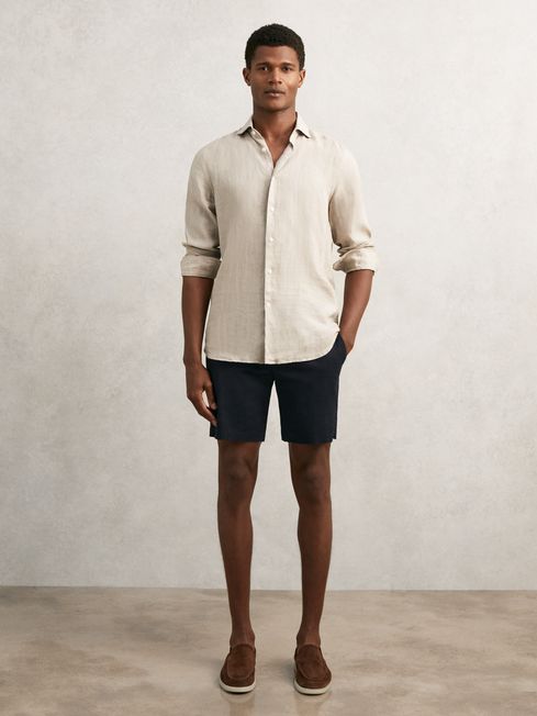 Short Length Casual Chino Shorts in Navy - REISS