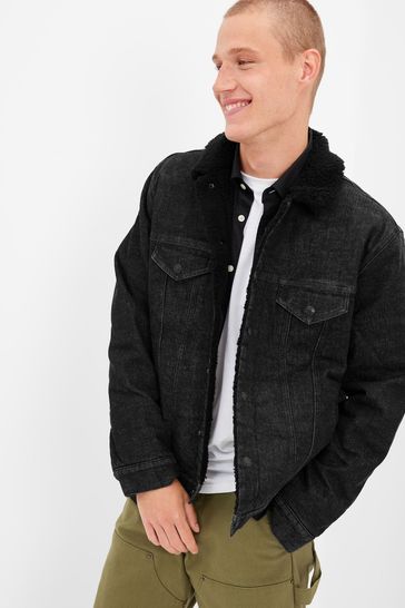 Buy Black Sherpa Icon Denim Jacket from the Gap online shop