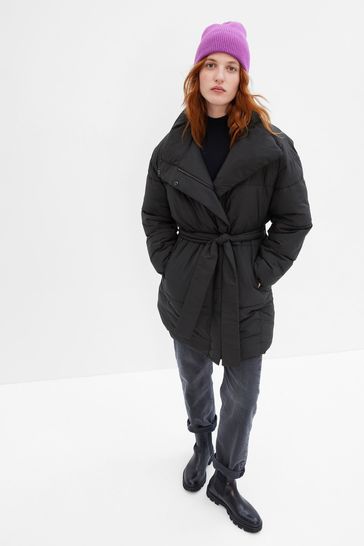 Buy Black Duvet Wrap Puffer Coat from the Gap online shop
