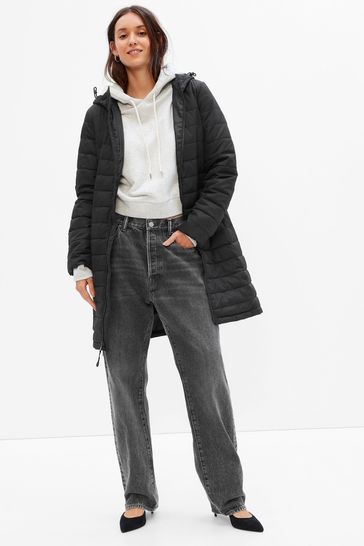 Buy Black Cold Control Midi Puffer Coat from the Gap online shop