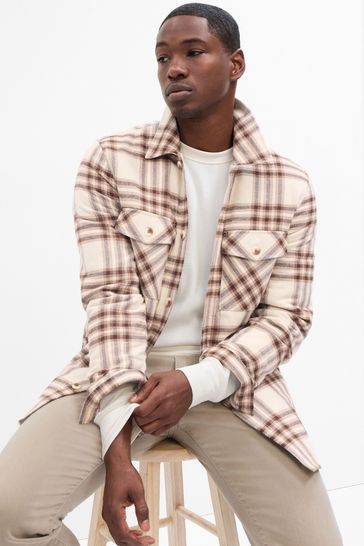 Buy Beige Relaxed Flannel Shirt Jacket from the Gap online shop