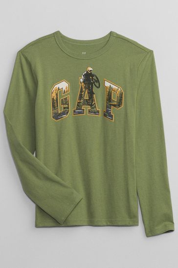 Buy Gap Graphic Long Sleeve Crew Neck T-Shirt from the Gap online shop