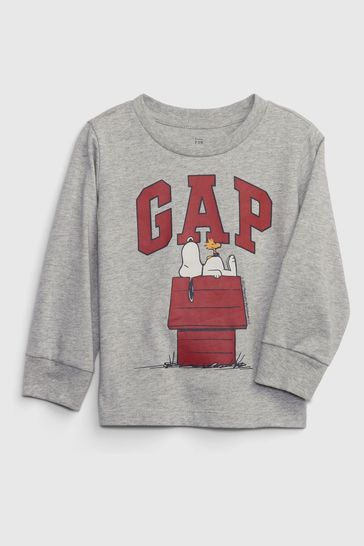Buy Grey Peanuts Graphic Peanuts Long Sleeve Crew Neck T-Shirt from the ...