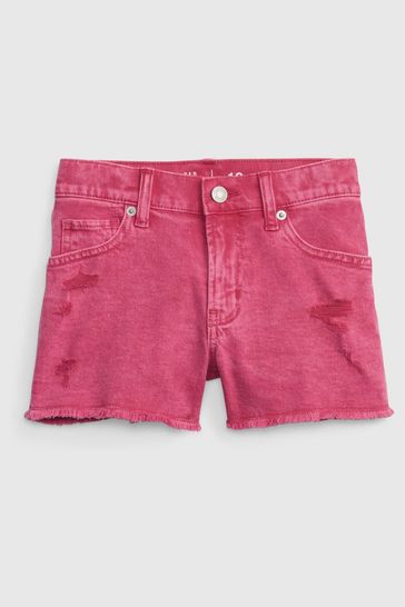 Buy Pink High Rise Distressed Denim Shorts from the Gap online shop
