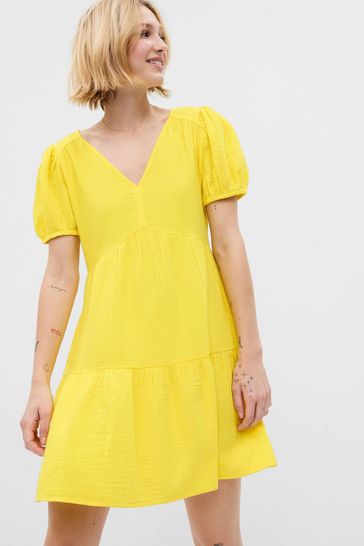 Buy Gap Crinkle Gauze Puff Sleeve Tiered Mini Dress from the Gap online ...