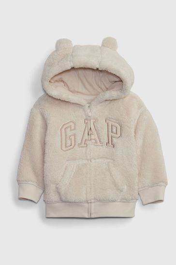 Buy Cream Baby Logo Sherpa Zip Up Hoodie (Newborn - 24mths) from the ...