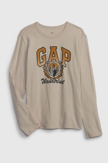 Buy Gap Round Neck Long Sleeve Graphic T-Shirt from the Gap online shop