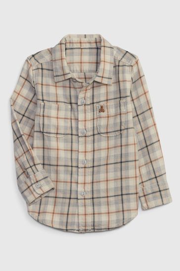Buy Brown Organic Cotton Brannan Bear Flannel Shirt from the Gap online ...