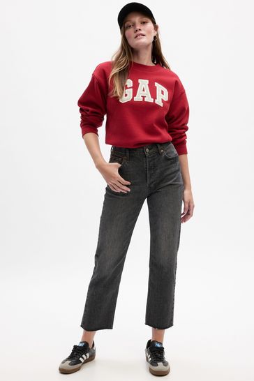 Buy Red Logo Crew Neck Sweatshirt from the Gap online shop