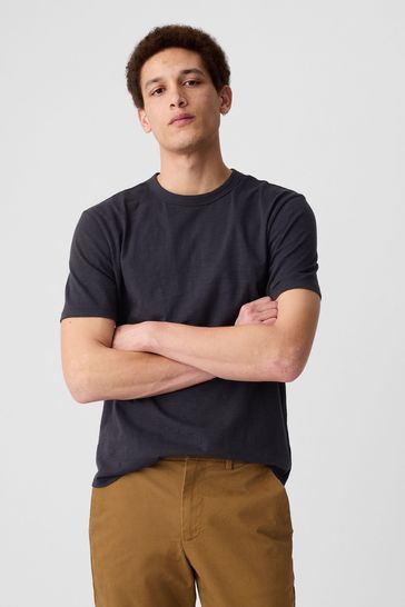 Buy Black Cotton Crew Neck Short Sleeve T-Shirt from the Gap online shop