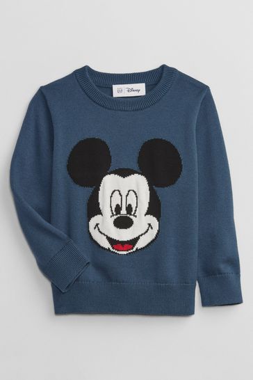 Buy Blue Disney Mickey Mouse Intarsia Jumper from the Gap online shop