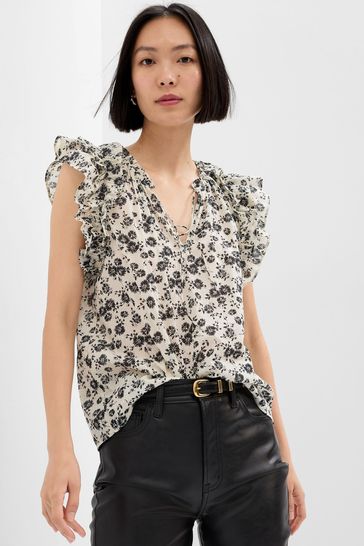Buy Gap Relaxed Short Sleeve Ruffle Top from the Gap online shop