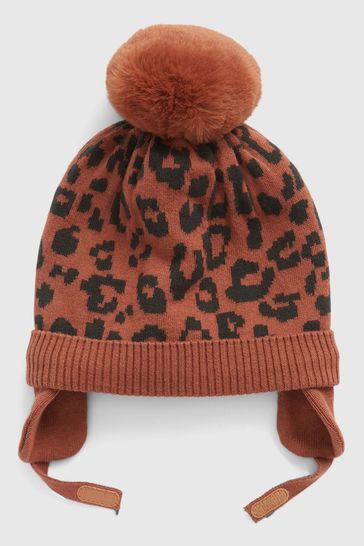 Buy Brown Leopard Print Baby Beanie from the Gap online shop