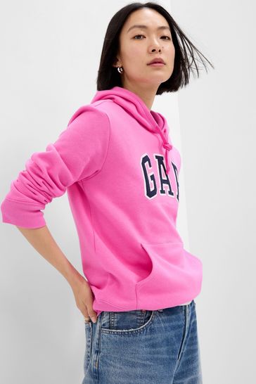 Buy Pink Arch Logo Fleece Hoodie from the Gap online shop