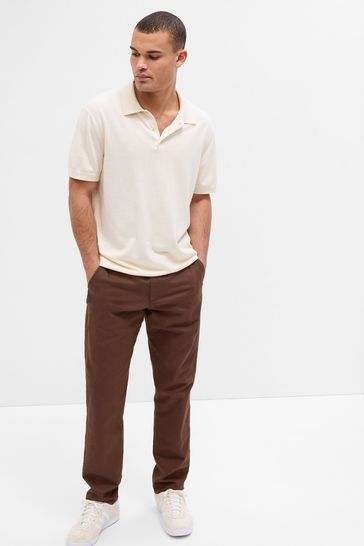 Buy Brown Chinos in Straight Taper Leg Trousers from the Gap online shop