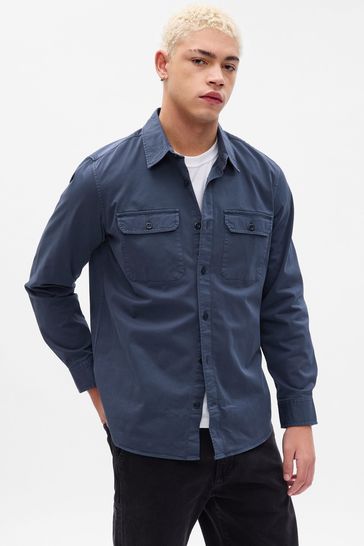 Buy Blue Two-Pocket Utility Shirt from the Gap online shop