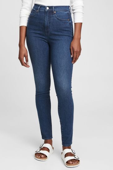 Buy Dark Wash Blue High Waisted True Skinny Jeans from the Gap online shop