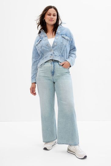Buy Light Wash Blue High Waisted Wide Leg Jeans from the Gap online shop