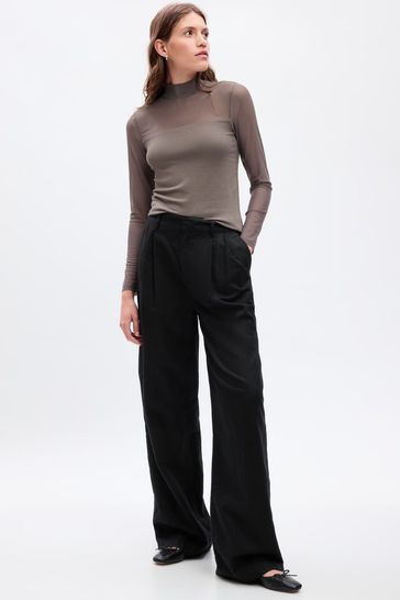 Buy Brown Modern Mock Neck Mesh Long Sleeve T-Shirt from the Gap online ...